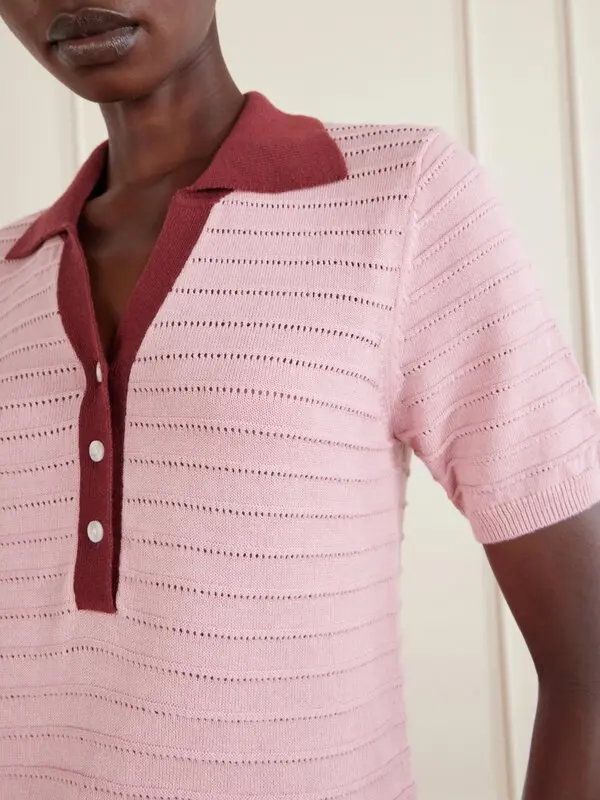 Varley Wren Cotton-blend Knitted Polo Sweater - Pink