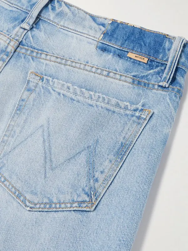 MOTHER Maven Sneak Distressed High-rise Straight-leg Jeans - Blue
