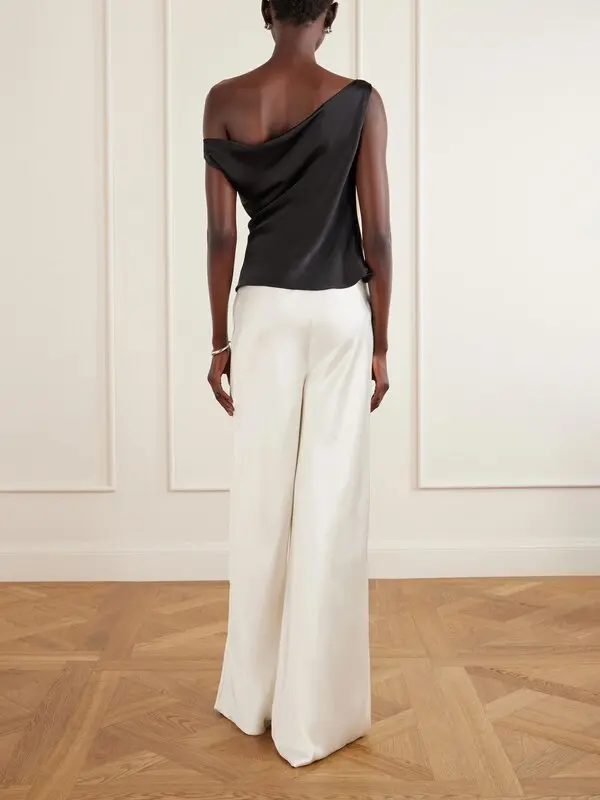 Norma Kamali Maria Satin One-shoulder Top - Black