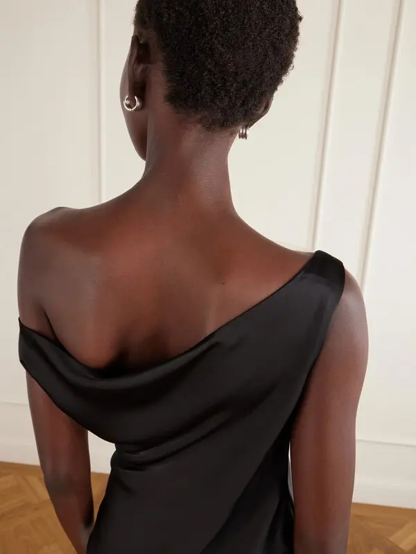 Norma Kamali Maria Satin One-shoulder Top - Black