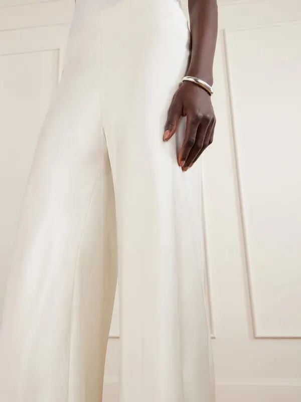 Norma Kamali High-rise Wide-leg Satin Pants - White
