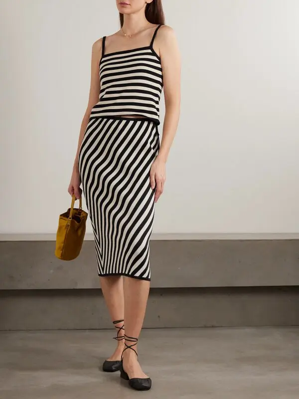 Posse Darcy Striped Pima Cotton Midi Skirt - Multi