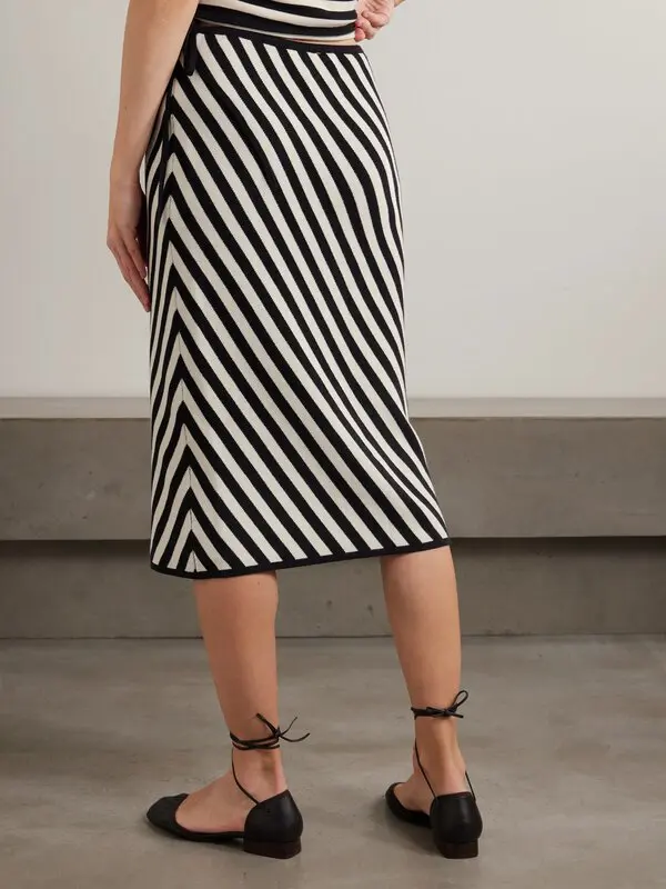 Posse Darcy Striped Pima Cotton Midi Skirt - Multi