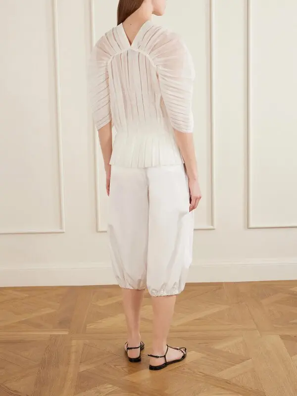LIBEROWE Santos Pleated Silk-organza Blouse With Ruffled Hem