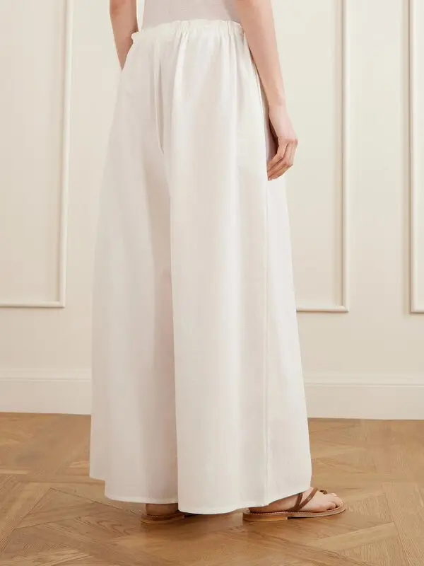 LES VACANCES D’IRINA Cotton-poplin Wide-leg Pants