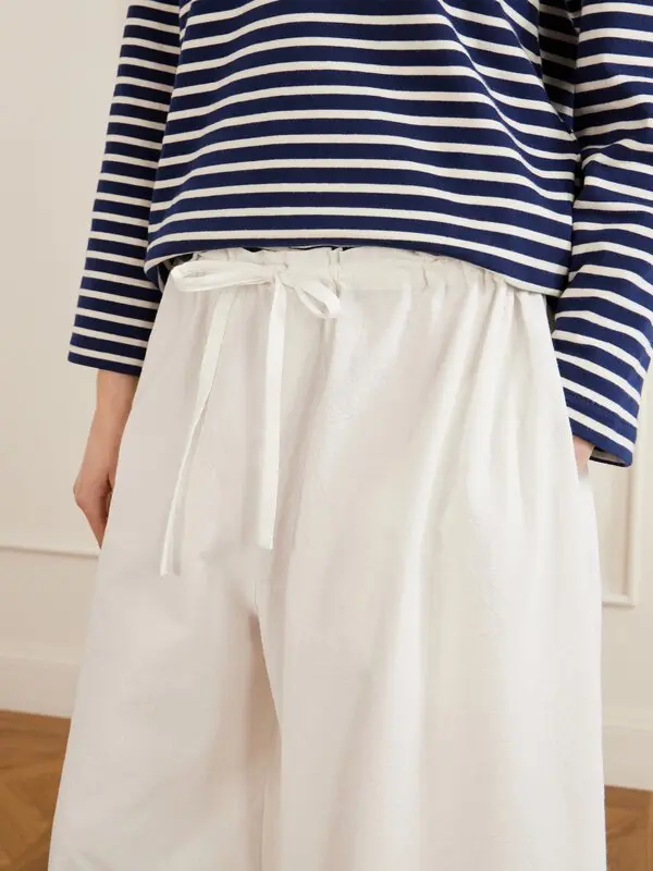 LES VACANCES D’IRINA Cotton-poplin Wide-leg Pants