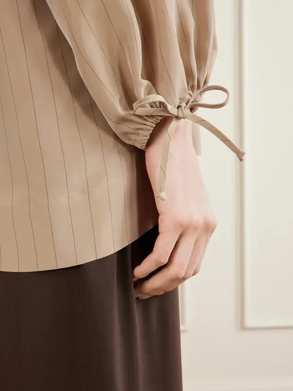 LIBEROWE Ellis Pinstriped Satin Wrap Blouse