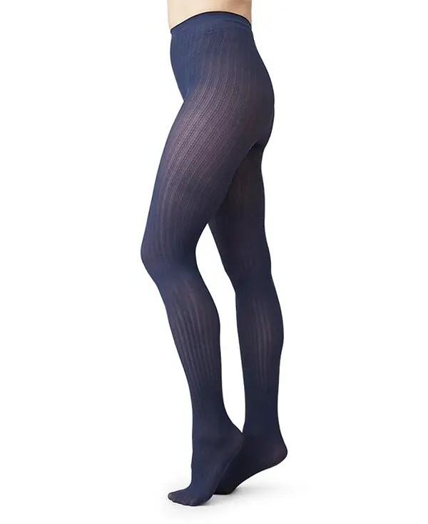 Swedish Stockings Alma Rib Tights - Navy