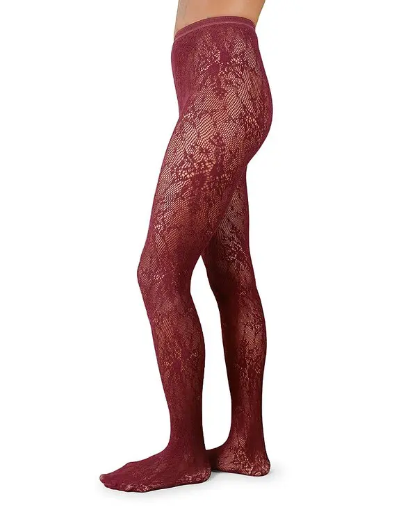 Swedish Stockings Lace Tights - Deep Red