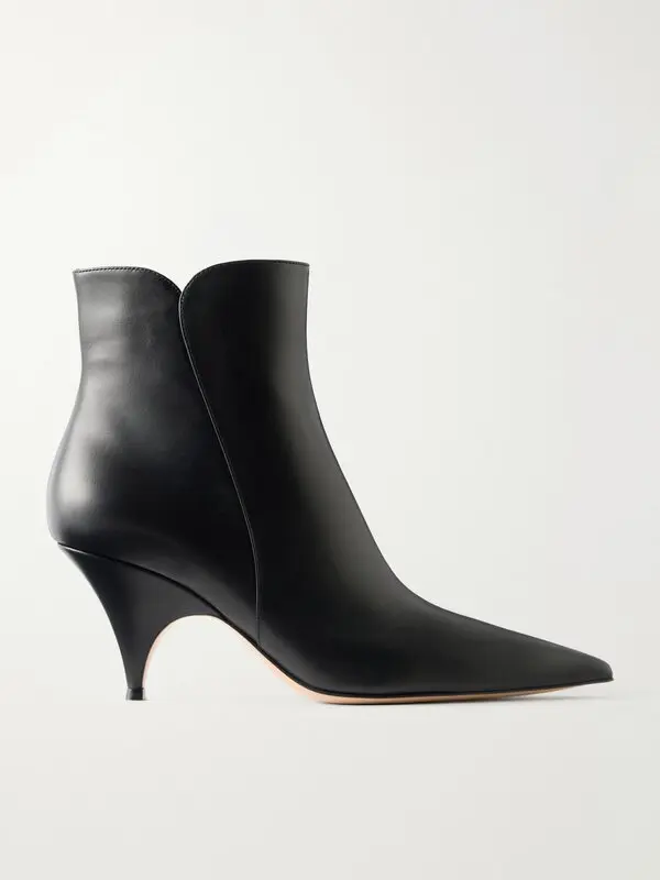 GIANVITO ROSSI Leather Pointed Toe Ankle Boots