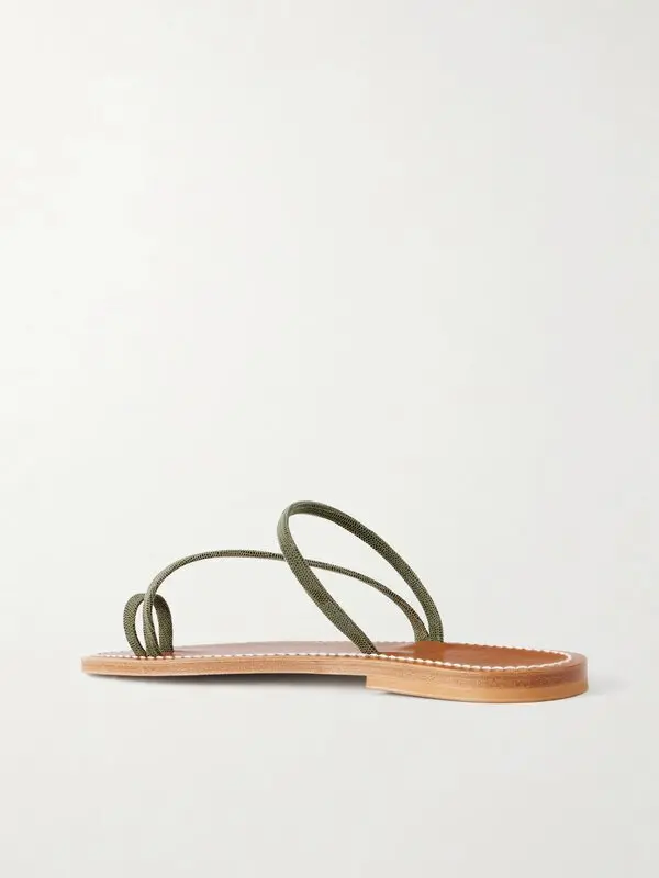 K.JACQUES Actium Snake-effect Leather Sandals - Green