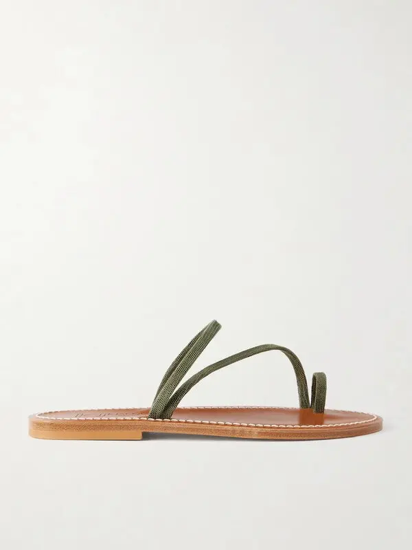 K.JACQUES Actium Snake-effect Leather Sandals - Green
