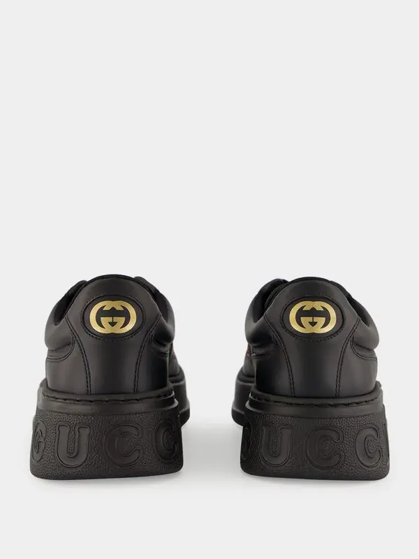 Gucci Leather Chunky Sneakers - Black
