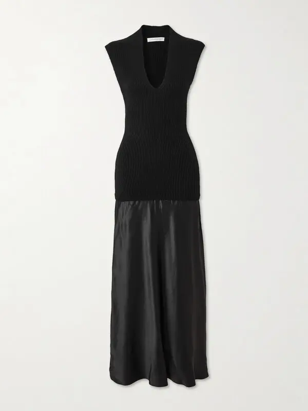 Christopher Esber Ribbed Cashmere And Silk-satin Maxi Dress