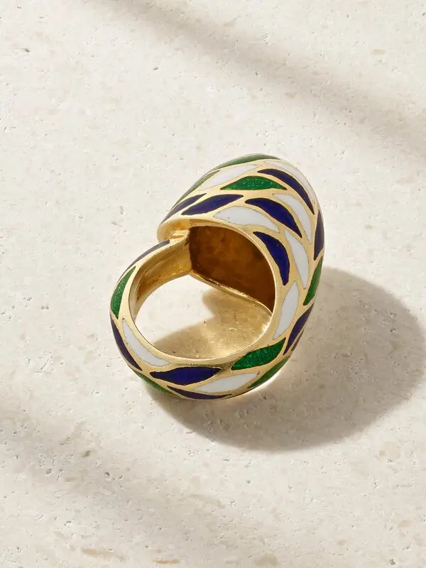 ELEUTERI Vintage 1980s 18k Gold Enamel Ring