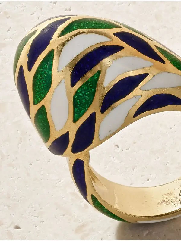 ELEUTERI Vintage 1980s 18k Gold Enamel Ring