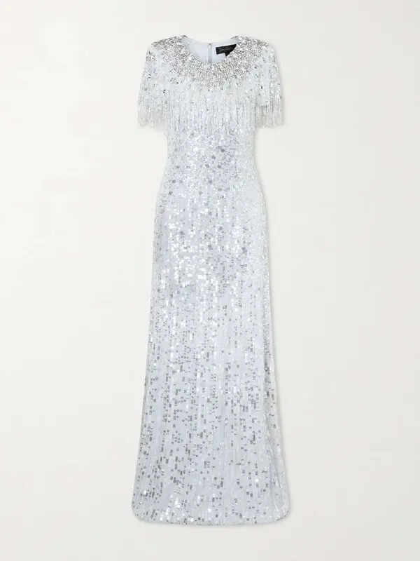 Jenny Packham Eugene Crystal-embellished Sequined Gown