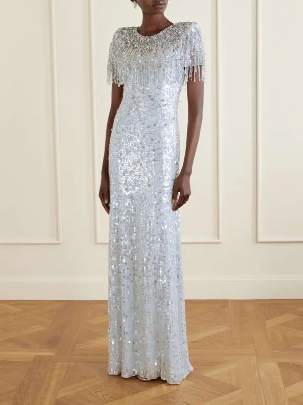 Jenny Packham Eugene Crystal-embellished Sequined Gown