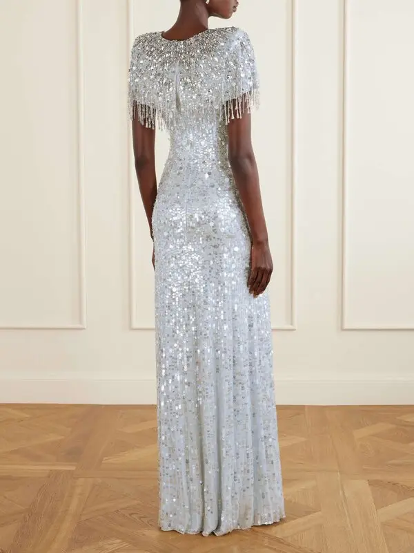 Jenny Packham Eugene Crystal-embellished Sequined Gown