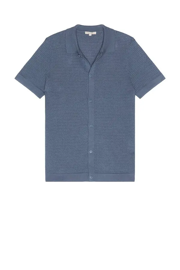 Onia Drop Needle Button Up Shirt In Slate