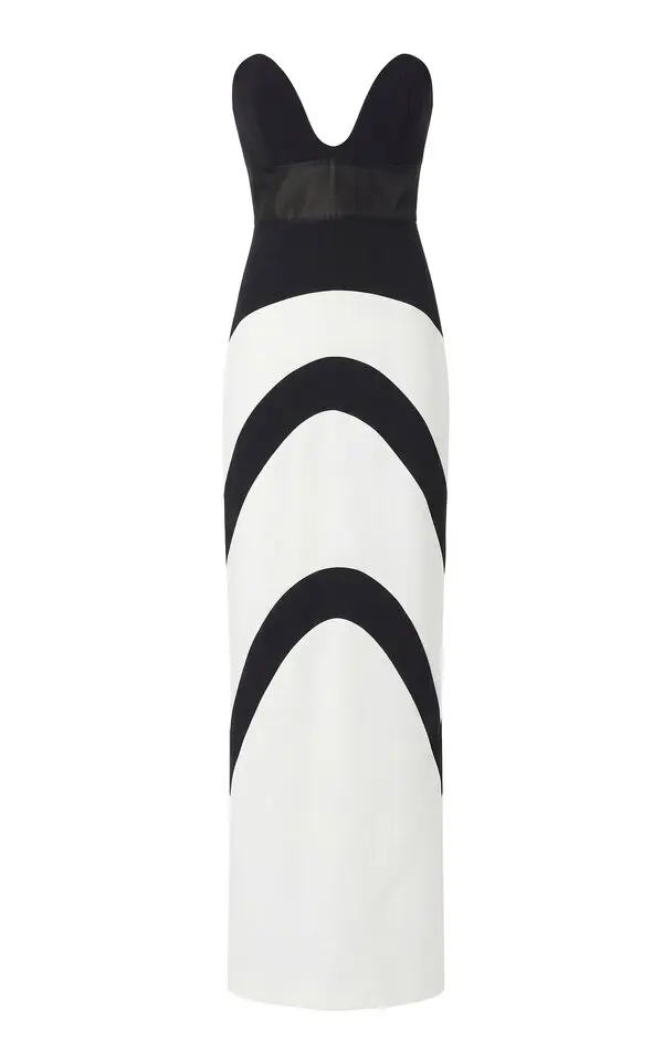GRETA CONSTANTINE Taipan Strapless Maxi Dress - Black,white