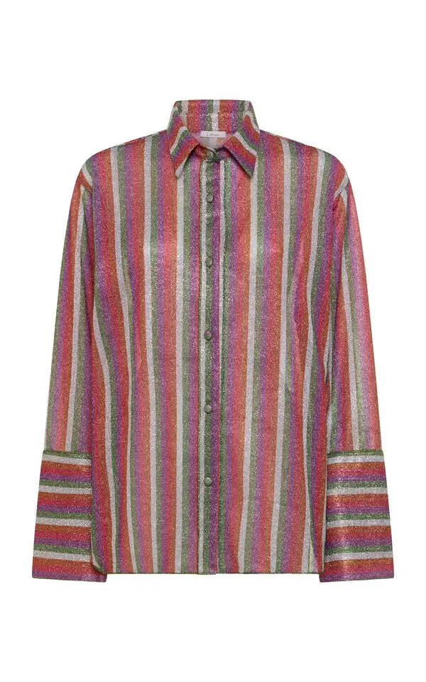 Oseree Lolita Striped Metallic Shirt - Multi