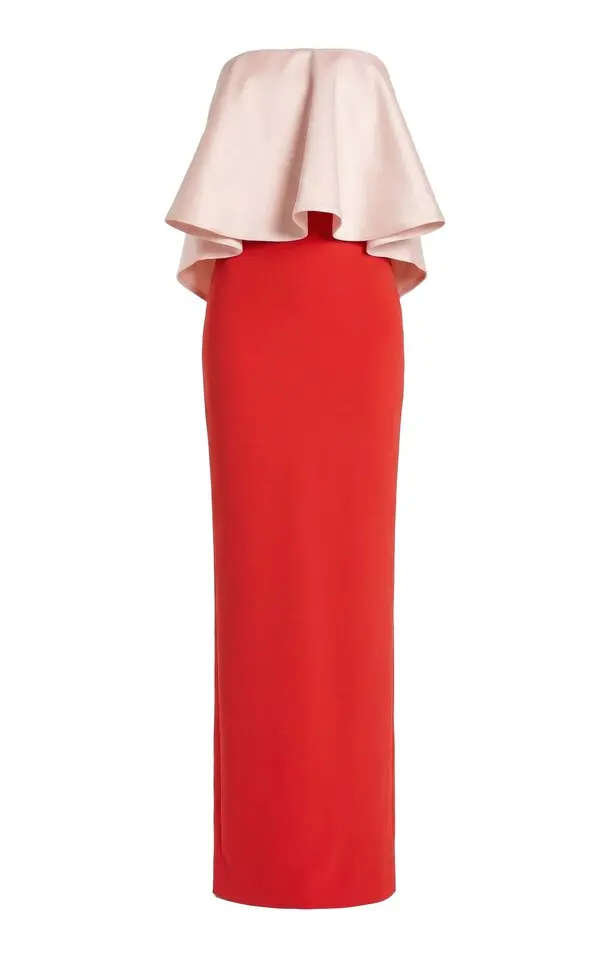 GRETA CONSTANTINE Strapless Silk-wool Column Dress - Red