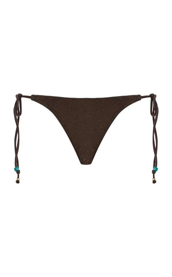 Bond Eye Beaded Tie-side Bikini Bottoms - Brown