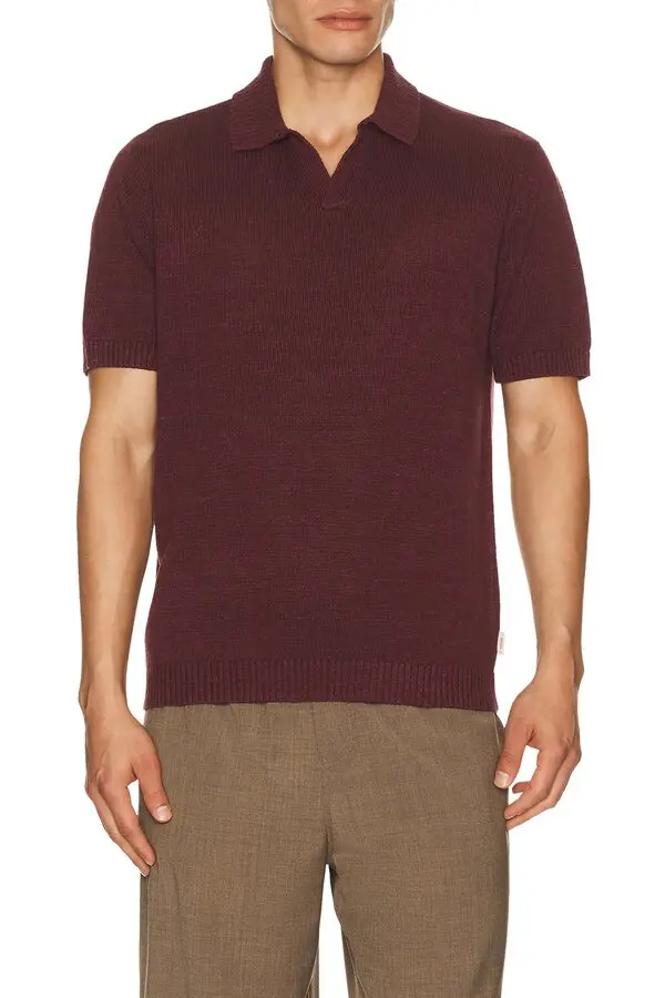 Onia Silk Linen Johnny Polo In Wine - Port Wine