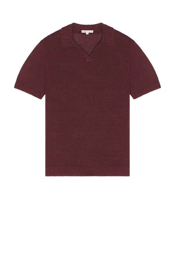 Onia Silk Linen Johnny Polo In Wine - Port Wine