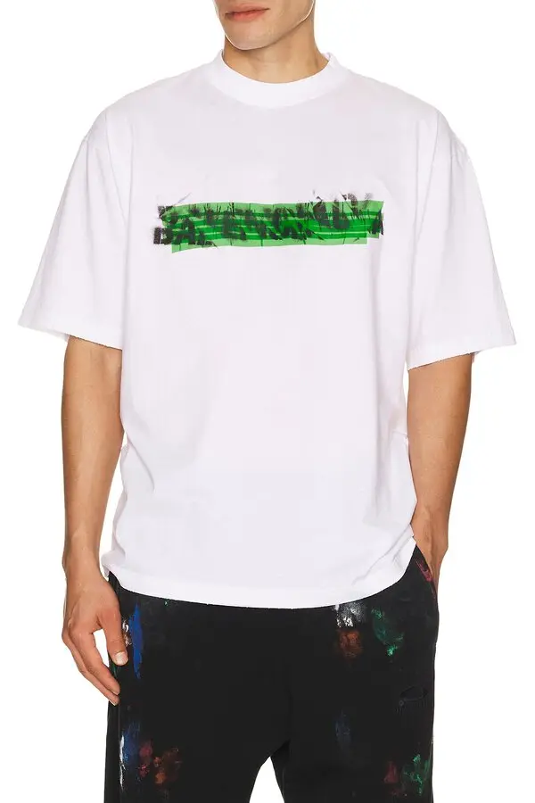 Balenciaga Medium Fit T-shirt In ,green - White