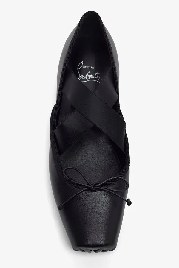 CHRISTIAN LOUBOUTIN Cassiasticina Leather Ballerinas - Black