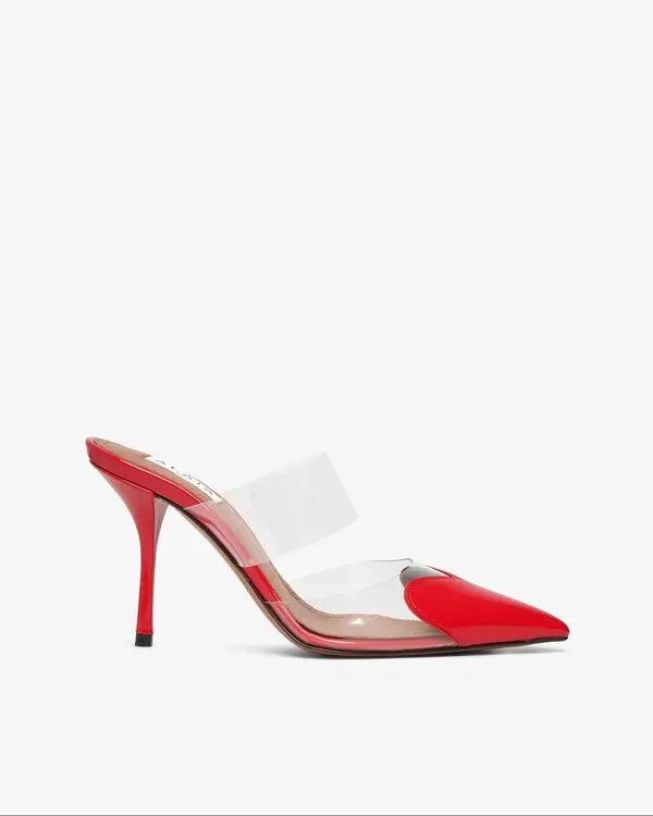 Alaïa Mule Coeur 90 Patent Mules - Transparent/red
