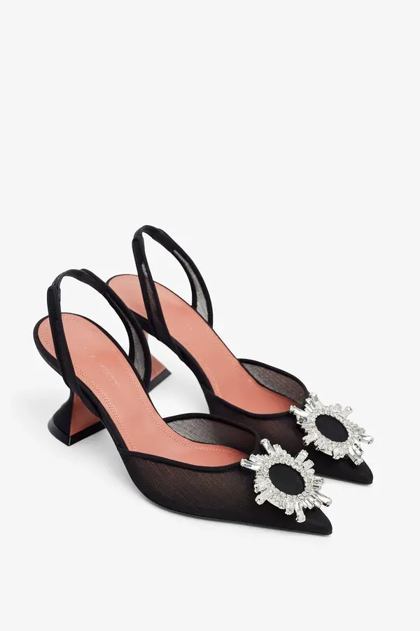 Amina Muaddi Begum Sling 70 Mesh Pumps - Black