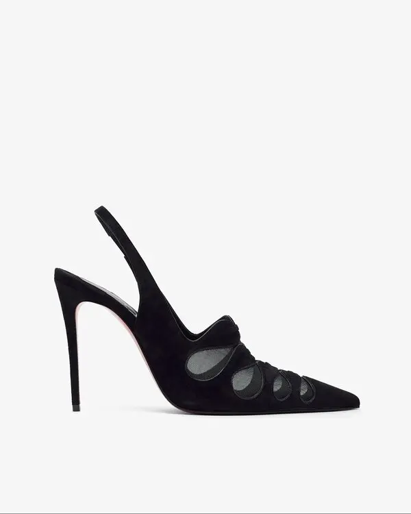 CHRISTIAN LOUBOUTIN Circus Max 100 Suede Slingback Pumps