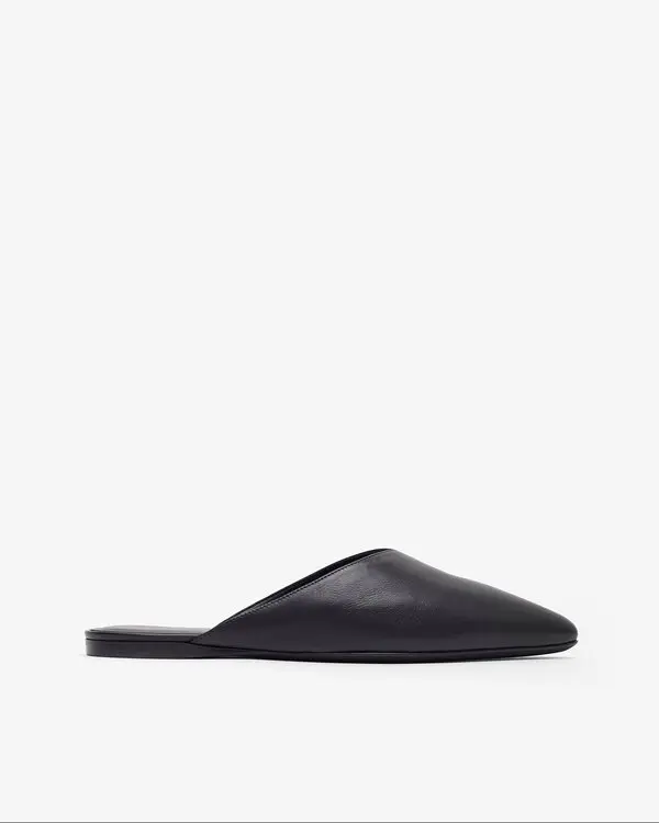HERBERT LEVINE Homebody Leather Slide Sandals - Black