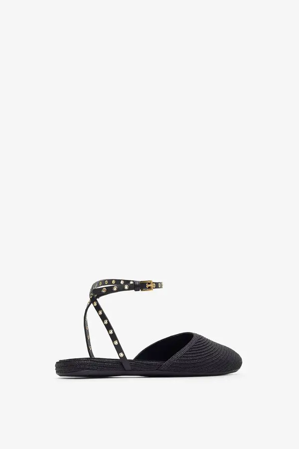 Alaïa Paper Straw Flat Sandals - Black