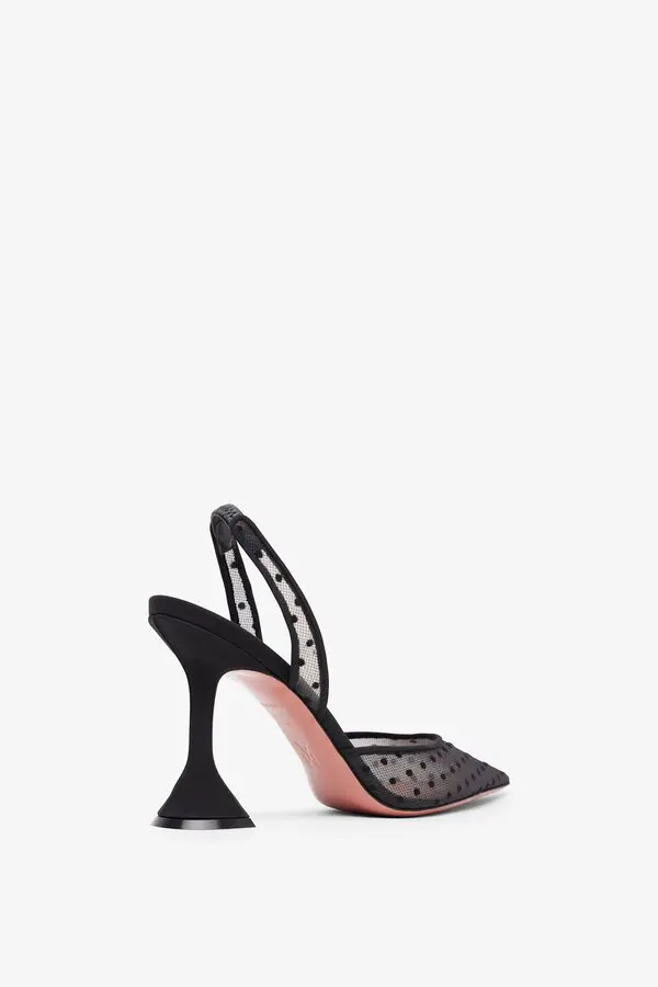 Amina Muaddi Holli 95 Polka Dot Lace Slingbacks