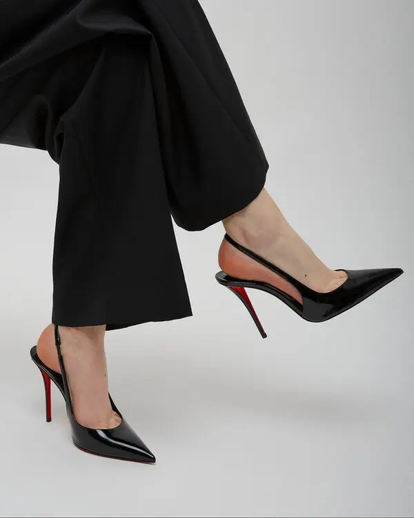 CHRISTIAN LOUBOUTIN Miss Z 100 Patent Slingback Pumps - Black