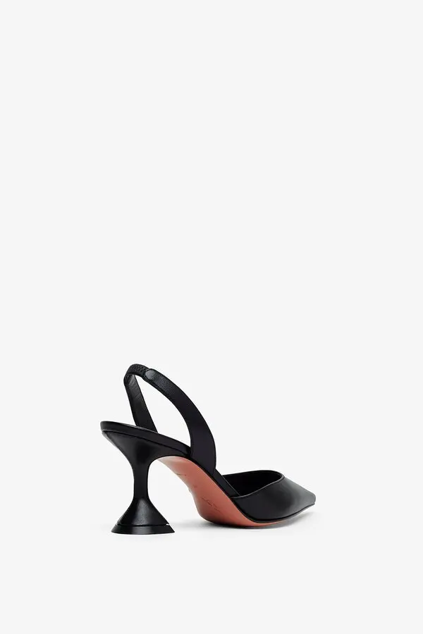 Amina Muaddi Holli Sling 70 Leather Pumps - Black
