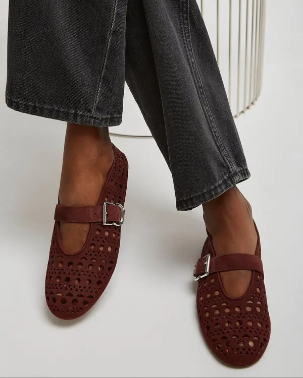 Alaïa Vienne Suede Ballet Flats - Red