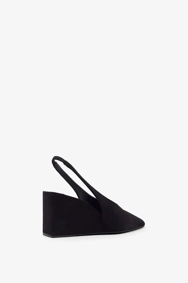 Alaïa 90 Suede Slingback Wedges - Black