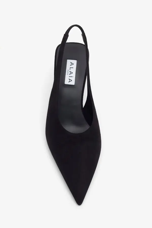 Alaïa 90 Suede Slingback Wedges - Black