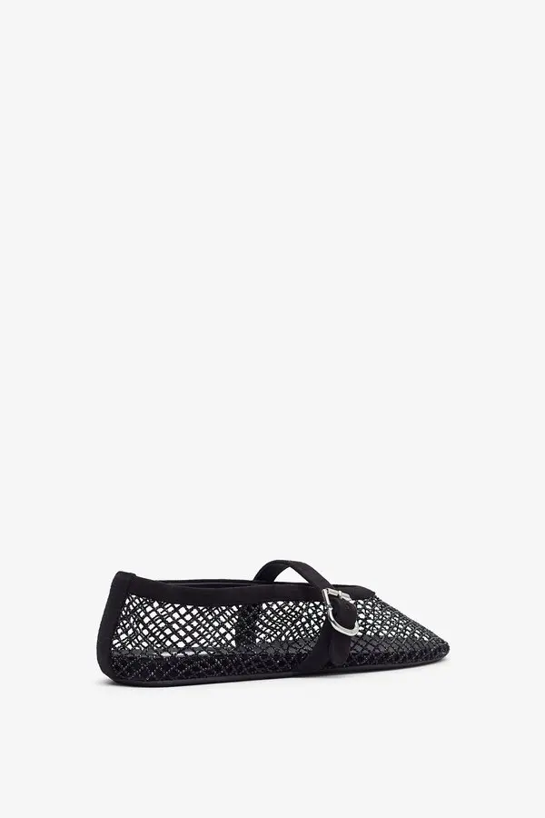 Alaïa Mesh And Suede Ballerinas - Black