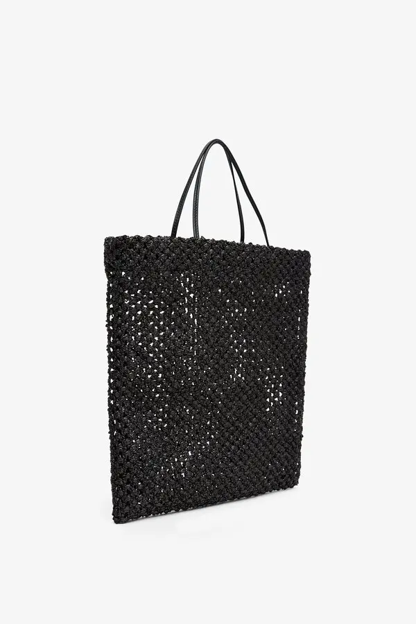 THE ROW Barn Mini Raffia Tote - Black