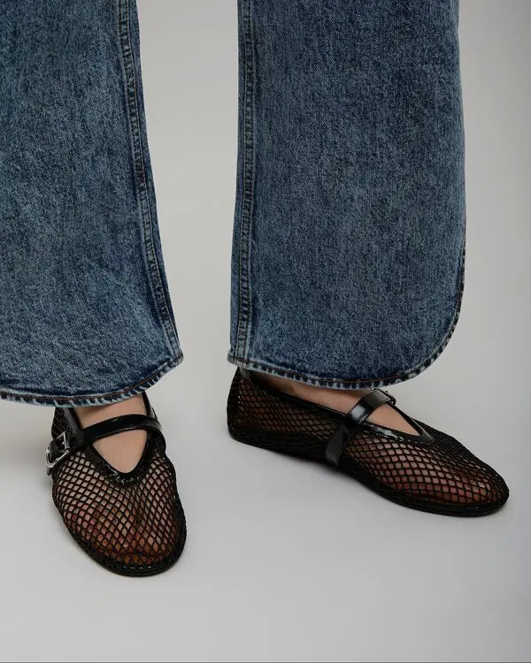 Alaïa Mesh Ballerina Flats - Black