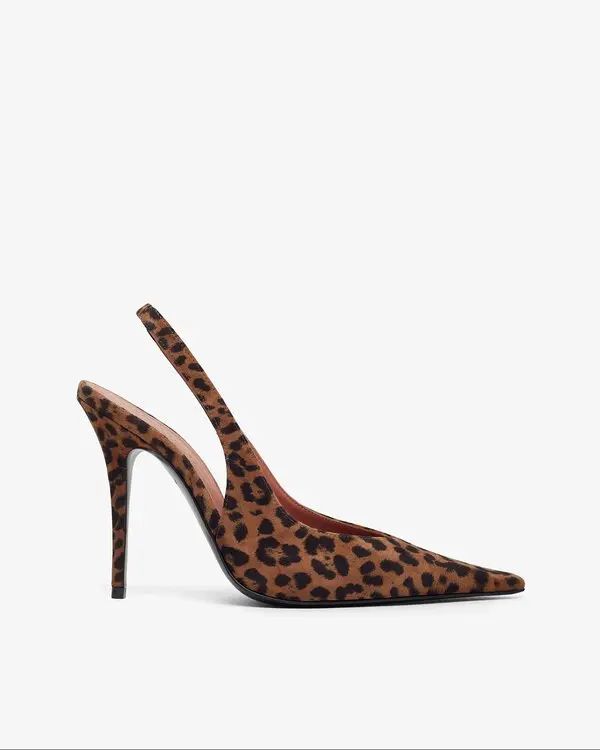 Amina Muaddi Anok 105 Leopard Suede Slingbacks