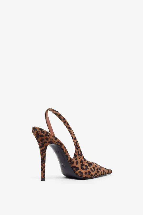 Amina Muaddi Anok 105 Leopard Suede Slingbacks