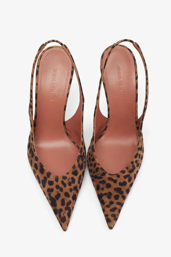 Amina Muaddi Anok 105 Leopard Suede Slingbacks