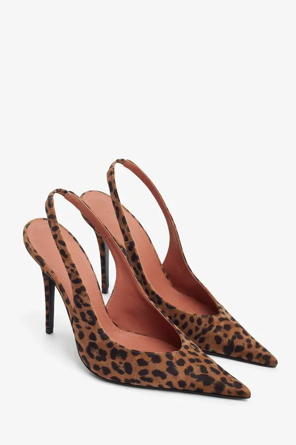 Amina Muaddi Anok 105 Leopard Suede Slingbacks